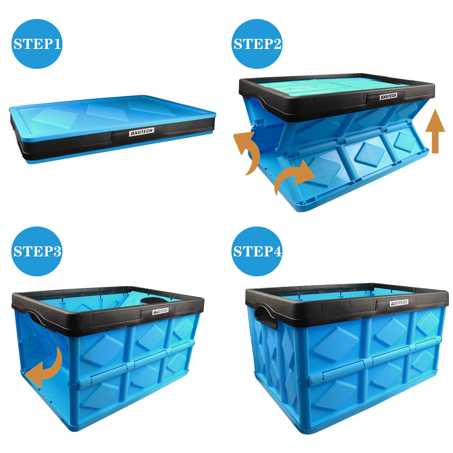 BXGTECH Collapsible Storage Bin, 55L Storage Bins with Lids Foldable Storage Boxes for Home Office Kitchen, Books, Snacks, Shoes, Grocery Storage (Purple & Black)