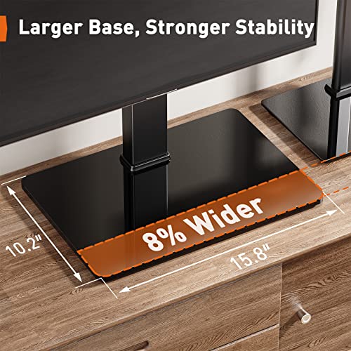 Perlegear Universal Swivel TV Stand for 32β60 Inch LCD/LED/OLED TVs up to 88 lbs, Tabletop TV Mount Stand with Tempered Glass Base, Height Adjustable TV Base with Tilt, Max VESA 400x400mm