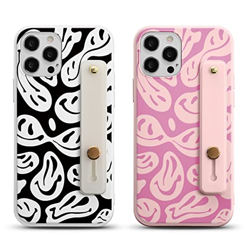KAPUCTW 2 Pack for Oppo Realme 7 Pro 4G case with Wrist Strap, Print Pattern Wristband Holder Phone Case Soft Silicone TPU Bumper Shockproof Protective Cover for Realme 7 Pro 6.4 Inch