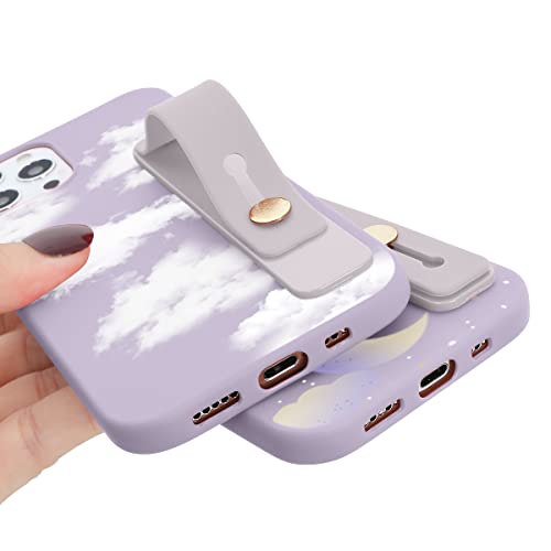 KAPUCTW 2 Pack for Oppo Realme 7 Pro 4G case with Wrist Strap, Cute Clouds Print Pattern Wristband Holder Phone Case Soft Silicone TPU Bumper Shockproof Protective Cover for Realme 7 Pro 6.4 Inch