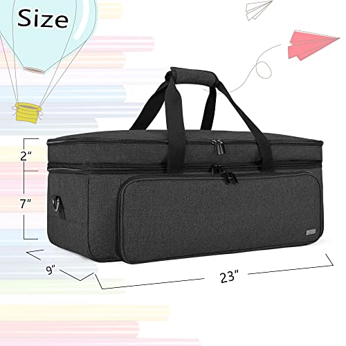 LUXJA Double-layer Carrying Case Compatible with Cricut Die-Cut Machine, 2 Layers Bag Compatible with Cricut Explore Air (Air 2) and Maker (Patent Design), Black