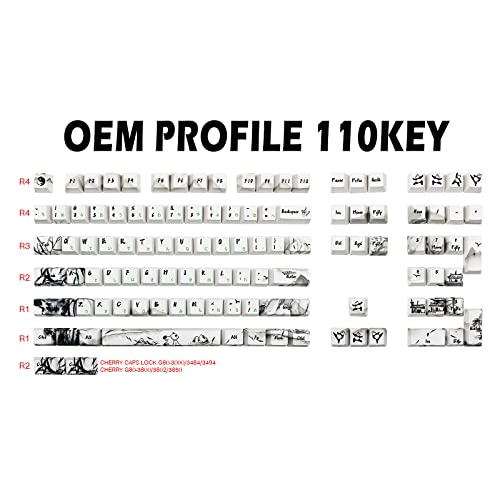 JSJT Custom Keycaps 110 Keys Panda Keycaps PBT Dye Sublimation Japanese Keycaps OEM Profile Keycaps with Keycap Puller for Cherry MX Switch 104/87/71/61 60 Percent Mechanical Keyboard