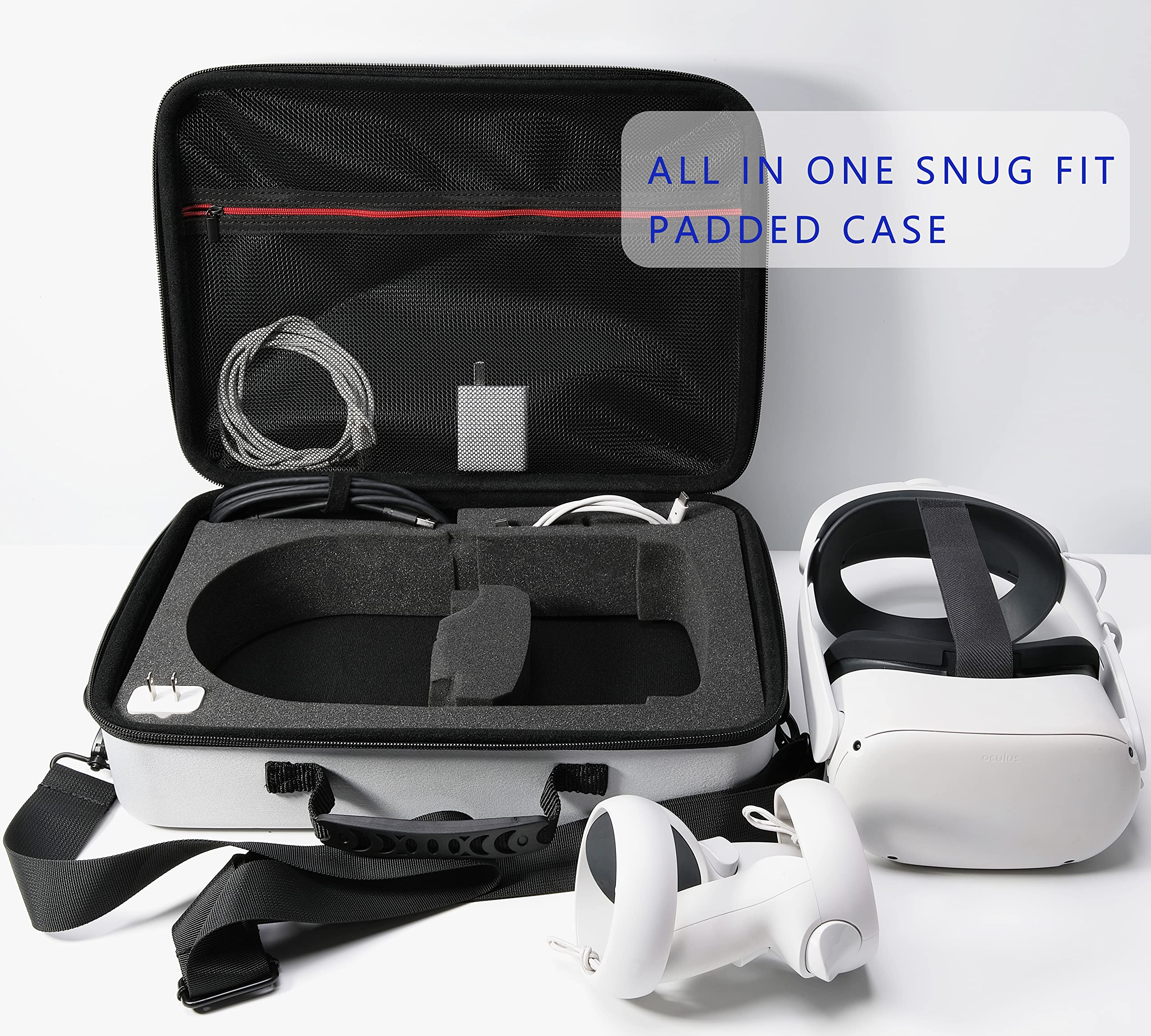 Carry case for Oculus Quest 2 VR Headset Elite Carrying case, Safe Padded Home/Travel Storage Bag Bag for Charger, Cable and Accessories with Foam Insert(Gray)