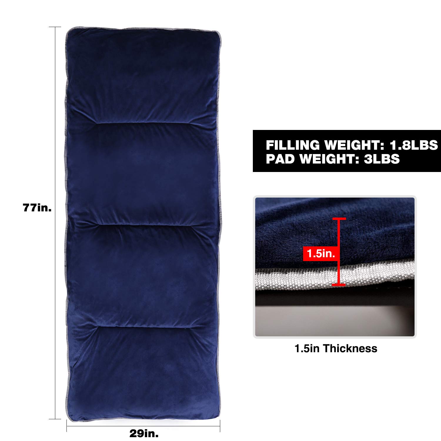 CAMPMOON XL Cot Pads for Camping, Comfortable Thicker Cotton Sleeping Cot Mattress Pad for Adults with Waterproof Bottom, Suitable for Outdoor Indoor, Navy Blue