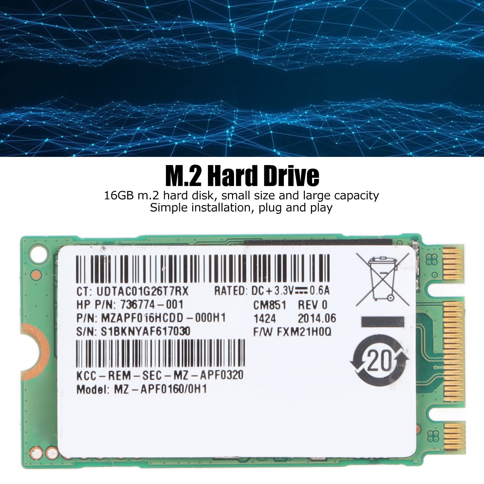 Internal Solid State Drive,Hard Drive 16GB M.2 2242 Large Capacity Design Strong Performance Computer Accessories for Mini PC Notebooks Tablets PC