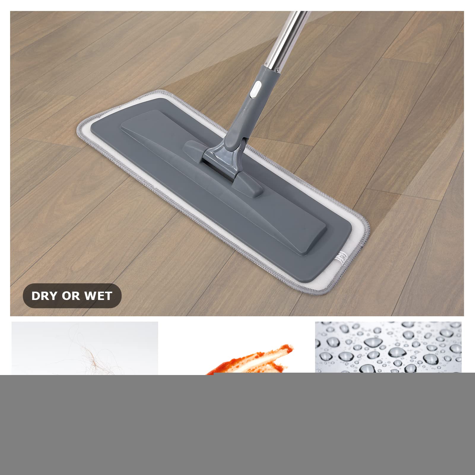 DYTesa Microfiber Floor Dust Mop for Hardwood Cleaning, 360 Degree Rotating Wet Dry Floor Mop with 4 Washable Pads and 1 Scrubber