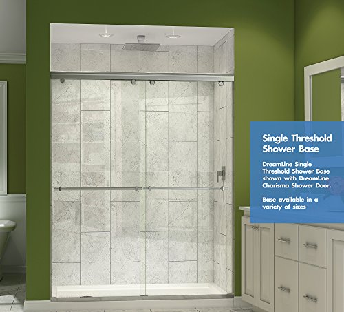 DreamLine SlimLine 32 in. D x 60 in. W x 2 3/4 in. H Left Drain Single Threshold Shower Base in Biscuit, DLT-1132601-22