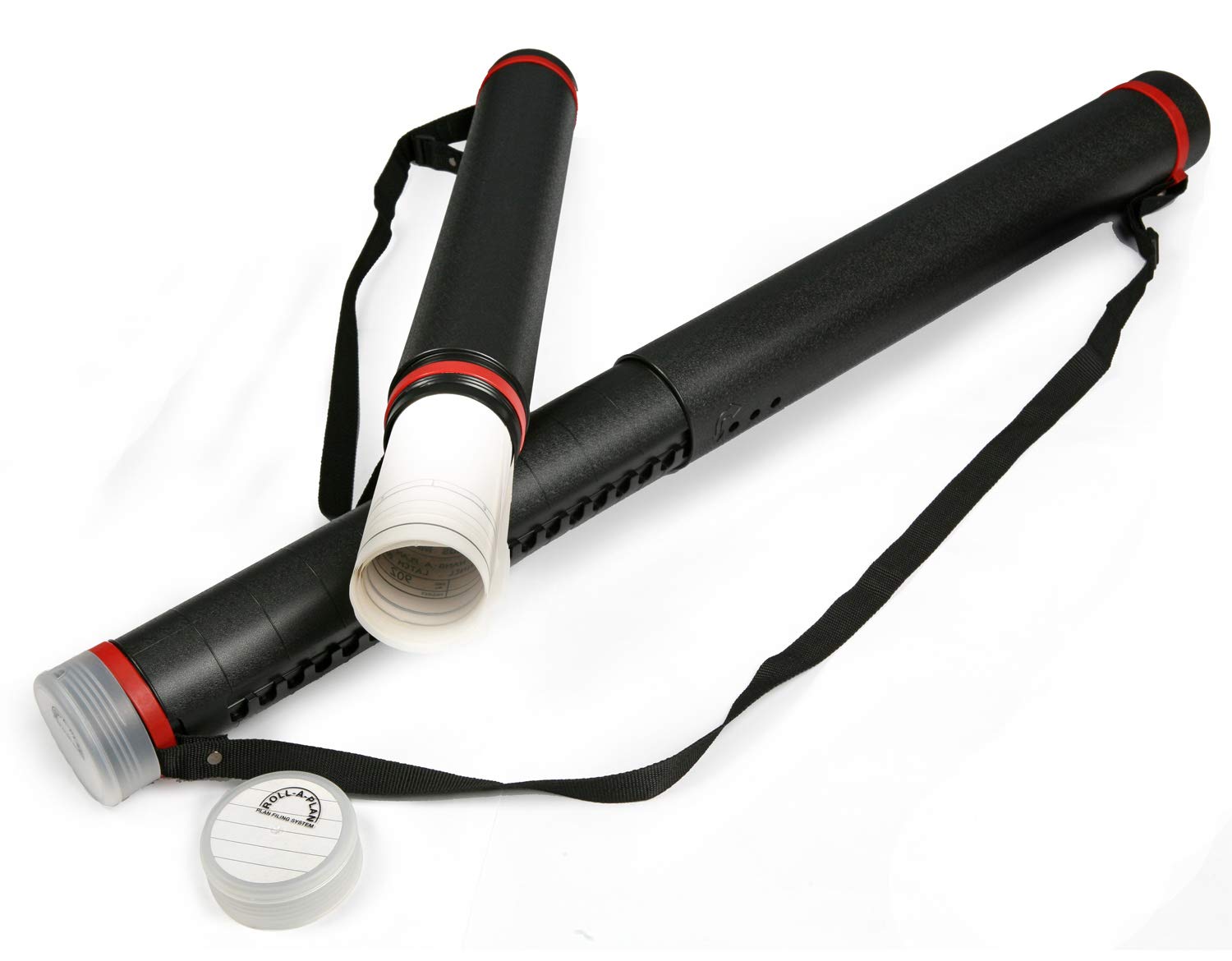 Hang-A-Plan Blueprint, Document, Poster Tube with Carry Strap, Expandable 24" to 39", Hard Plastic