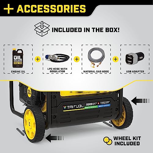 Champion Power Equipment 201176 9000-Watt Electric Start Tri-Fuel Open Frame Inverter Generator with CO Shield