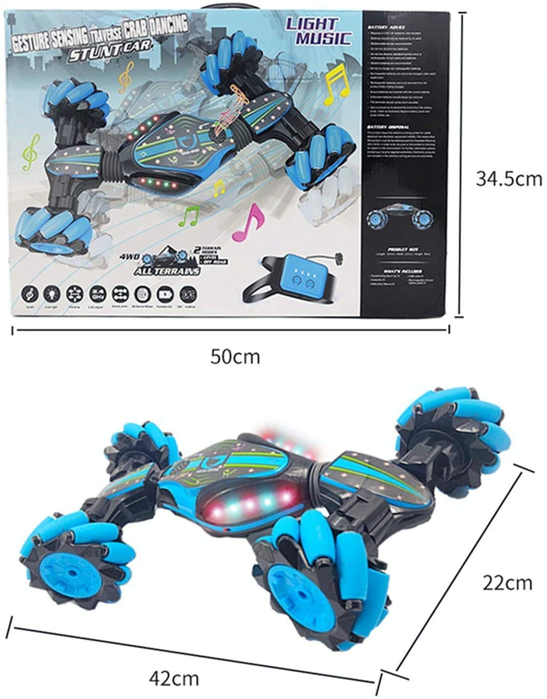 Remote Control Stunt Toy Car,Twisting Off-Road Vehicle,360 Degree Flip Double Sided Rotating Race Car,2.4G Gesture Sensing with Four-Wheel Drive,Best Gift for Kids and Adults.£¨Blue