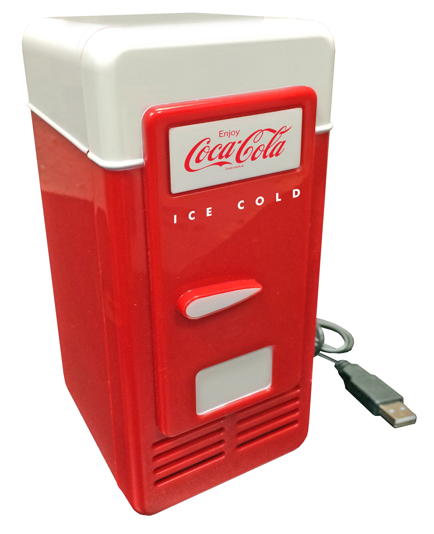Coca Cola Single Can Cooler, Red, USB Powered Retro One Can Mini Fridge, Thermoelectric Cooler for Desk, Home, Office, Dorm, Unique Gift for Students or Office Workers