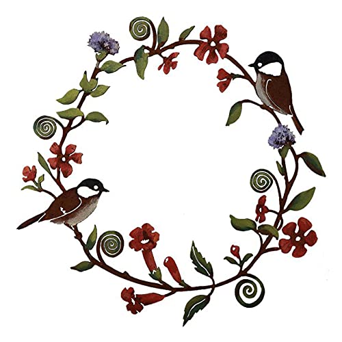 Shuliang Welcome Sign Wreath for Front Door,Creative Birds Flower Garland Hanging Pendant Ornaments Decoration,Acrylic Handicraft Gifts for Home Garden Yard Decor,25cm