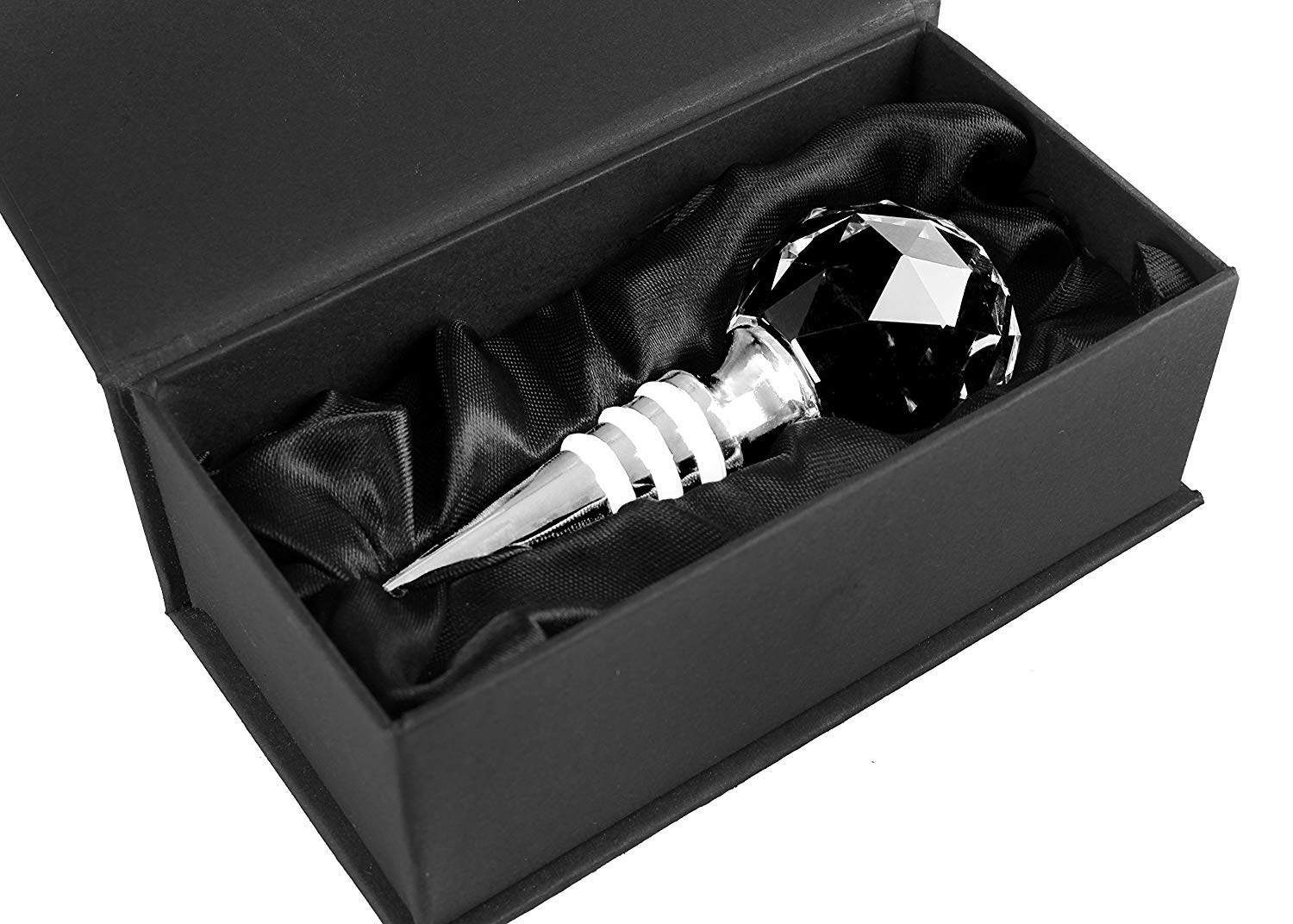 Crystal Wine Stoppers, YINUO Wedding Gift Diamond Wine Saver Wine Bottle Stopper with Gift Box - Crystal Clear