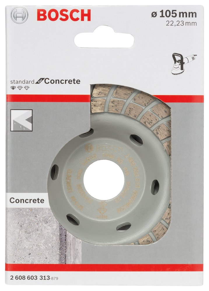 Bosch Professional 2608603313 Diamond Cutting disc Standard for Concrete Turbo 105 x 22.23 x 3 mm, Grey