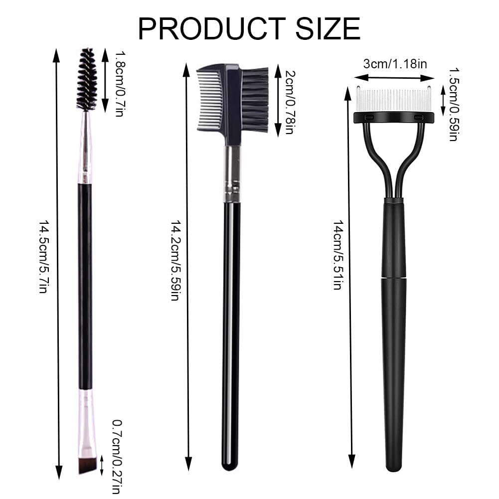 Eyebrow Brush Eyelash Separator Brow Comb & Lash Spoolie, Eyelash Comb Curlers Spoolie Brush, Metal Folding Lash Comb for Eyelas, Professional Eye Makeup Tools, 4 Pieces Set
