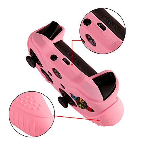 CHINFAI Xbox One S/X Controller Grip Skin Anti-Slip Silicone Protective Cover Case for Xbox 1 Controller with 4 Set Thumbstick Caps (Pink)