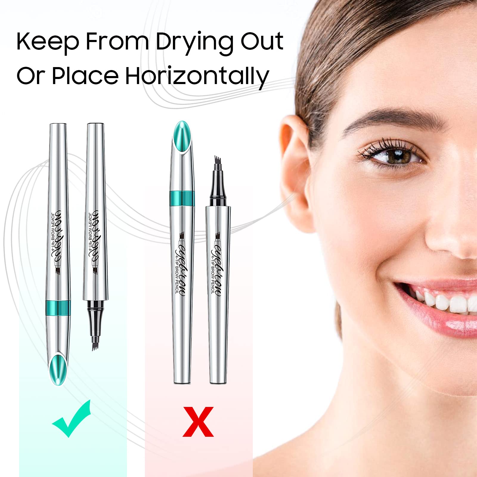 Eyebrow Pencil Eyebrow Microblading Pen - Eye Makeup Eyebrow Pen Long-Lasting Waterproof Micro 4 Point Brow Pen Lift & Snatch Eyebrow Microblading Pen Eyebrow Makeup for Perfect Brows (Dark Brown)