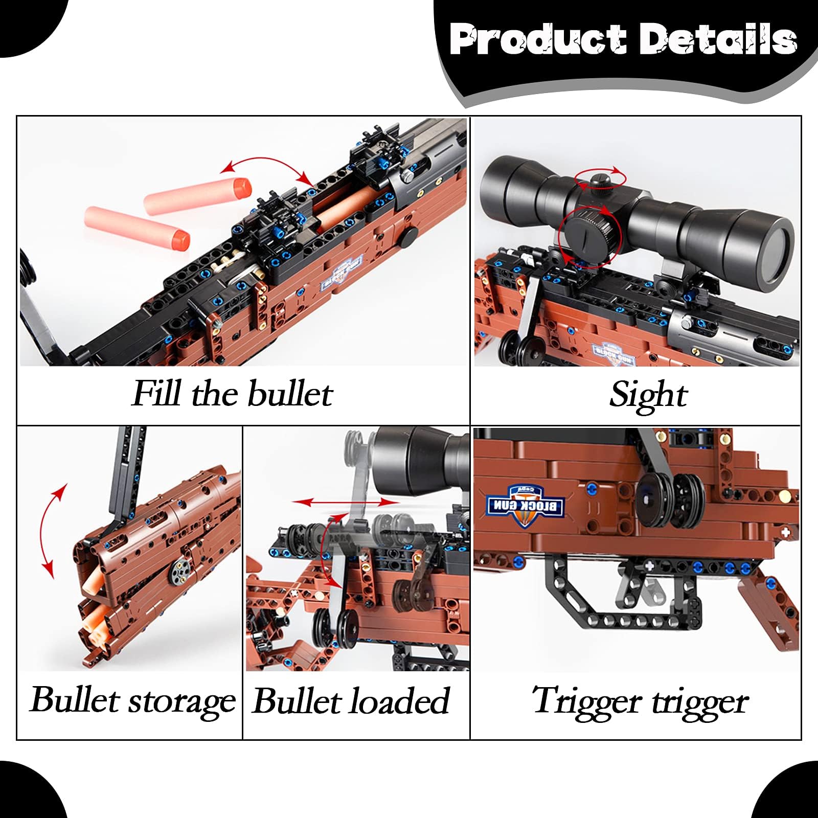 Seyaom DIY Building Blocks Model Toy, Simulation Handheld Shooting Toy, Model Kit Building Blocks Gun, Blaster Building Bricks Model Set (98K Mauser Rifle)(653pcs)
