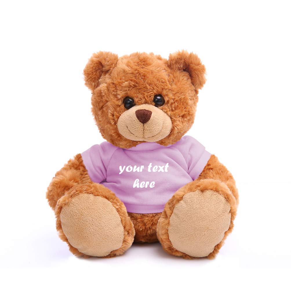 Plushland Teddy Bear 11 Inch, Stuffed Animal Personalized Gift - Great Present for Mothers Day, Valentine Day, Graduation, Birthday,Anniversary, get Well,Christmas (Mocha Bear, Pink)