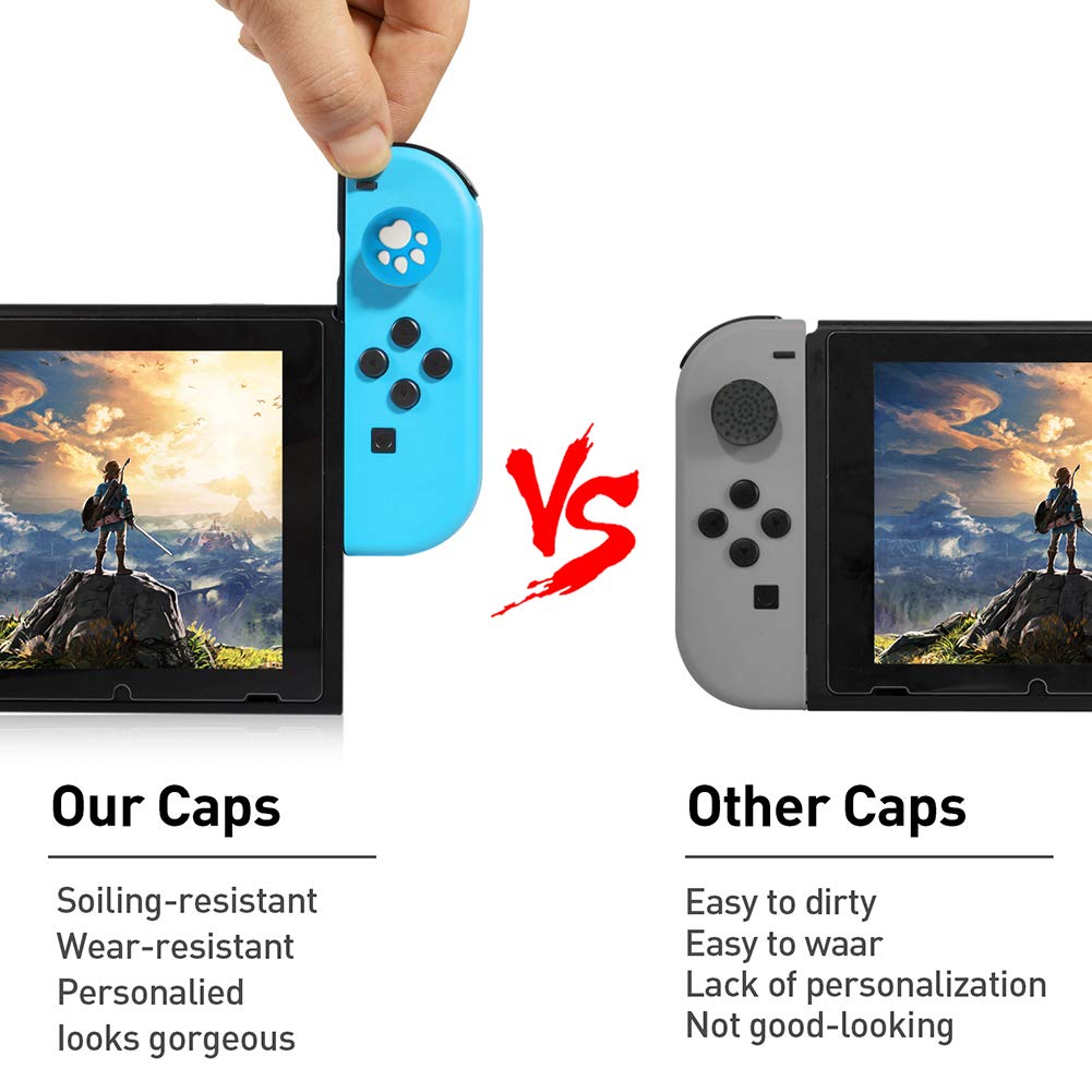 Oritikur Cat Claw Thumb Grips Compatible with Nintendo Switch & Lite, Soft Silicone Game Remote Joystick Thumbstick Caps Analog Stick Cover Skin Decal Accessories for NS Joy-Con Joycon Controller