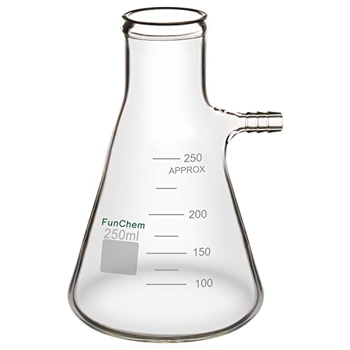 FunChem 250 mL Glass Filtering Flask, Bolt Neck with Tubulation