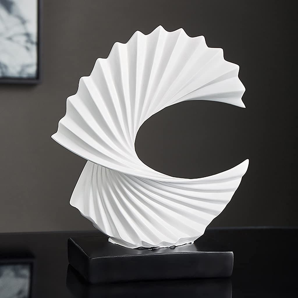Resin Crafts Art Ornament Abstract Figurines Sculpture Desk Table Statue for Home Bedroom Living Room Garden Office - White