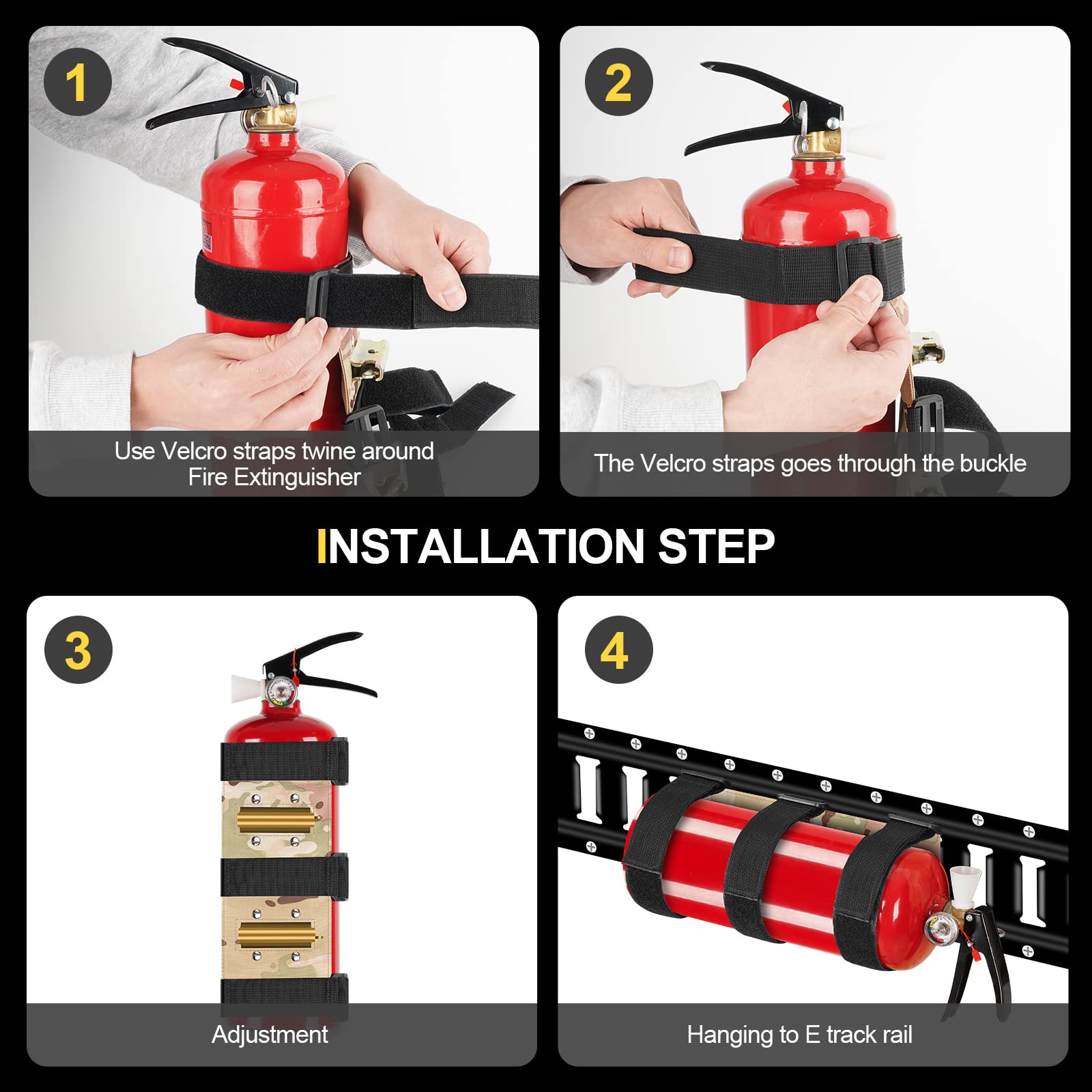 E-Track Fire Extinguisher Mount Holder for Cargo Trailer and Truck| Fire Extinguisher Mounts& Brackets up to 15 lbs|e Track Tool for Safety(Pack of 2)