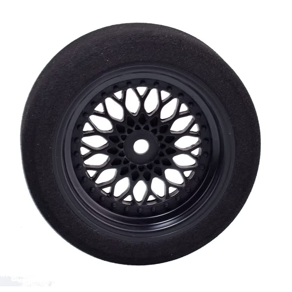 Shaluoman 4Pcs 1/10 On-Road Foam Tires& 2080-3mm Wheel Rims 12mm Hex for HSP HPI RC Racing Car Toy, Black