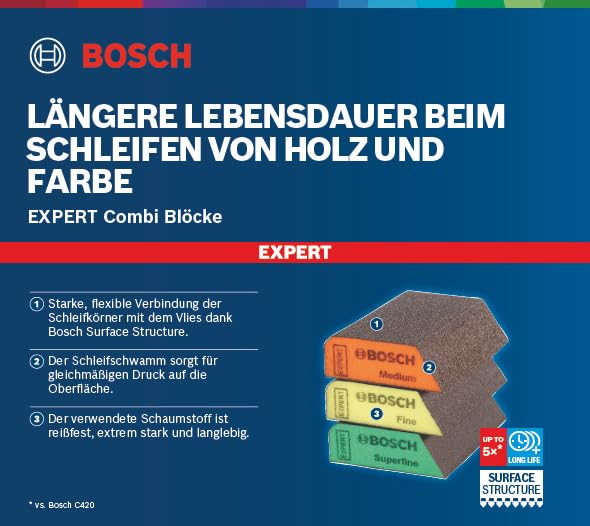 Bosch Professional 3x Expert S470 Combi Blocks (69 x 97 x 26 mm, Grade Medium/Fine/Superfine, Accessories Hand Sanding)