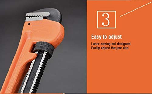 Edward Tools Pipe Wrench - Heavy Duty Heat Treated Steel Plumbing Wrench Tool - Forged Hook Jaw for Superior Grip - Quick Adjustment Nut (12")