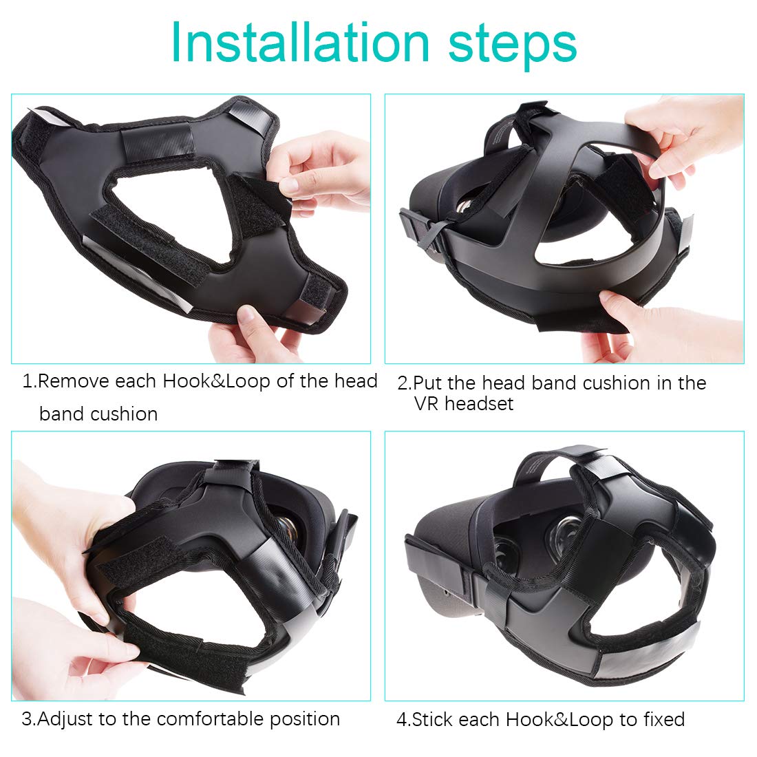 Orzero Head Cushion Compatible for Quest VR Headset (Only Fits for Quest 1st Gen), Comfortable Protective Strap Headband (Black)