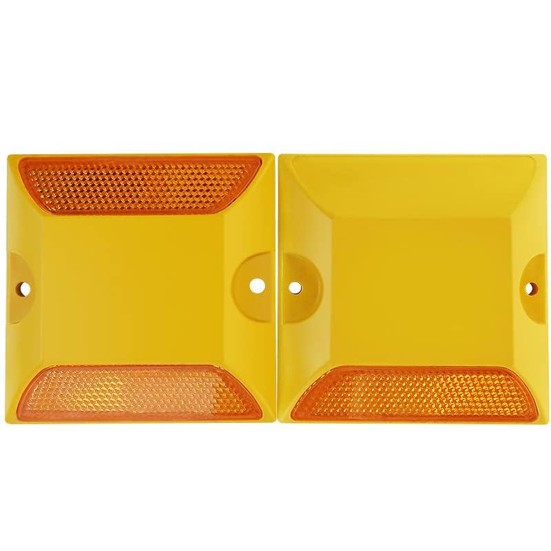 IoF 3-Pack Reflective Lane Markers Lane Reflector Reflective Road Pavement Markers (4 x 4 Inch) Asphalt Markers Suitable for Speed Bumps,Sidewalks,Crosswalks,Highways and Driveways with Anchor Bolts