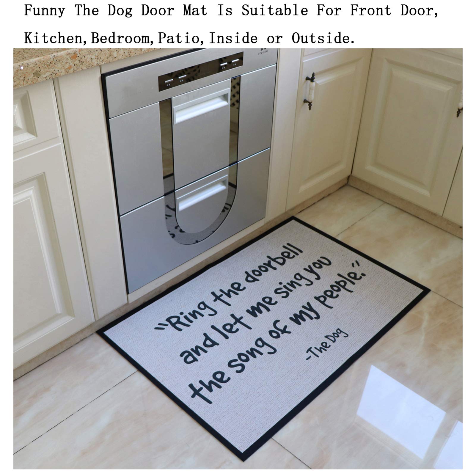 NYDECOR Front Door Mat Outdoor Indoor Enter Funny Doormat Outside Large Rubber Thin Non Slip Carpets for Bedroom Kitchen Patio Garden, 2' x 3'(The Dog)