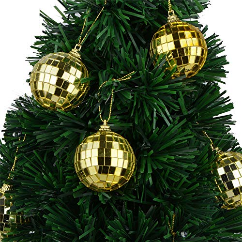 Christmas Baubles,Decoration Supply,36 Pcs Bright Reflective Mirror Disco Balls, 3cm Golden 90s Disco Ball Ornaments Christmas Tree Hanging Balls Pendants for Holiday Wedding Par