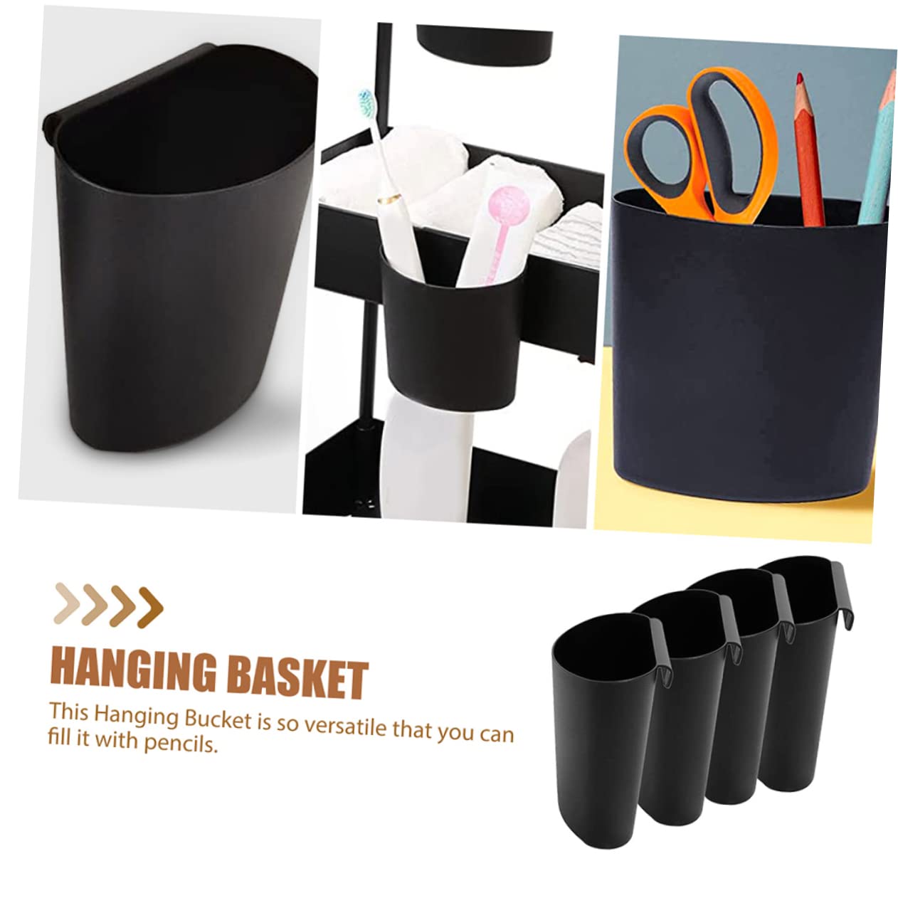 Generic 4Pcs Little Hanging Bucket for Rolling Cart Portable Storage Basket Hanging Cup Holder for Easy Organization in Kitchen Office Kids Room