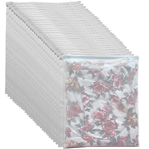 LOONAK Frosted Clear Zipper Plastic Poly Bags Matt 50pcs for Apparel Packaging Bags, Clothing, Sweaters, Hoodie, Women Shoes, Sewing Projects, T-Shirts, Shirts, Skirt, Cosmetics and Documents (9.84x11.81 in)