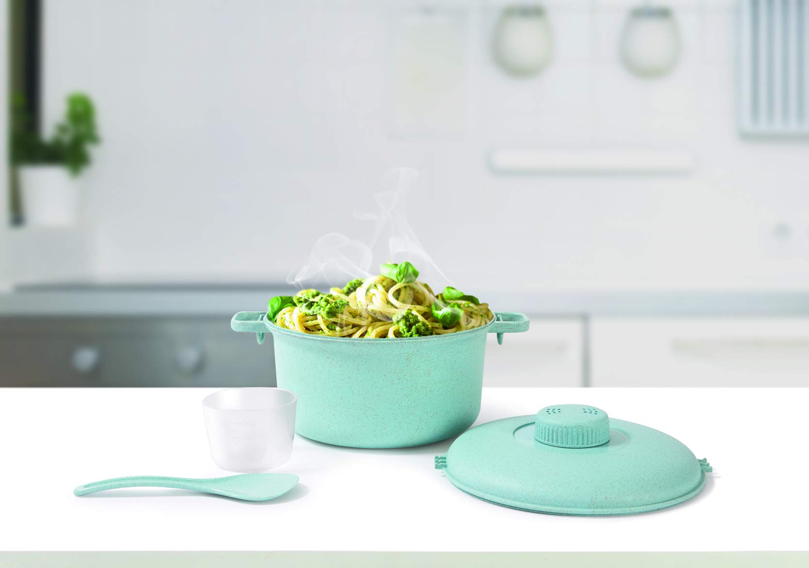Handy Gourmet Eco Friendly Microwave Pressure Cooker - Easy Microwave Cooking - Easy & Fast Microwave Cookware for Rice, Chicken, Pasta, and More - Non-Toxic & Bio-degradable Material (Teal)