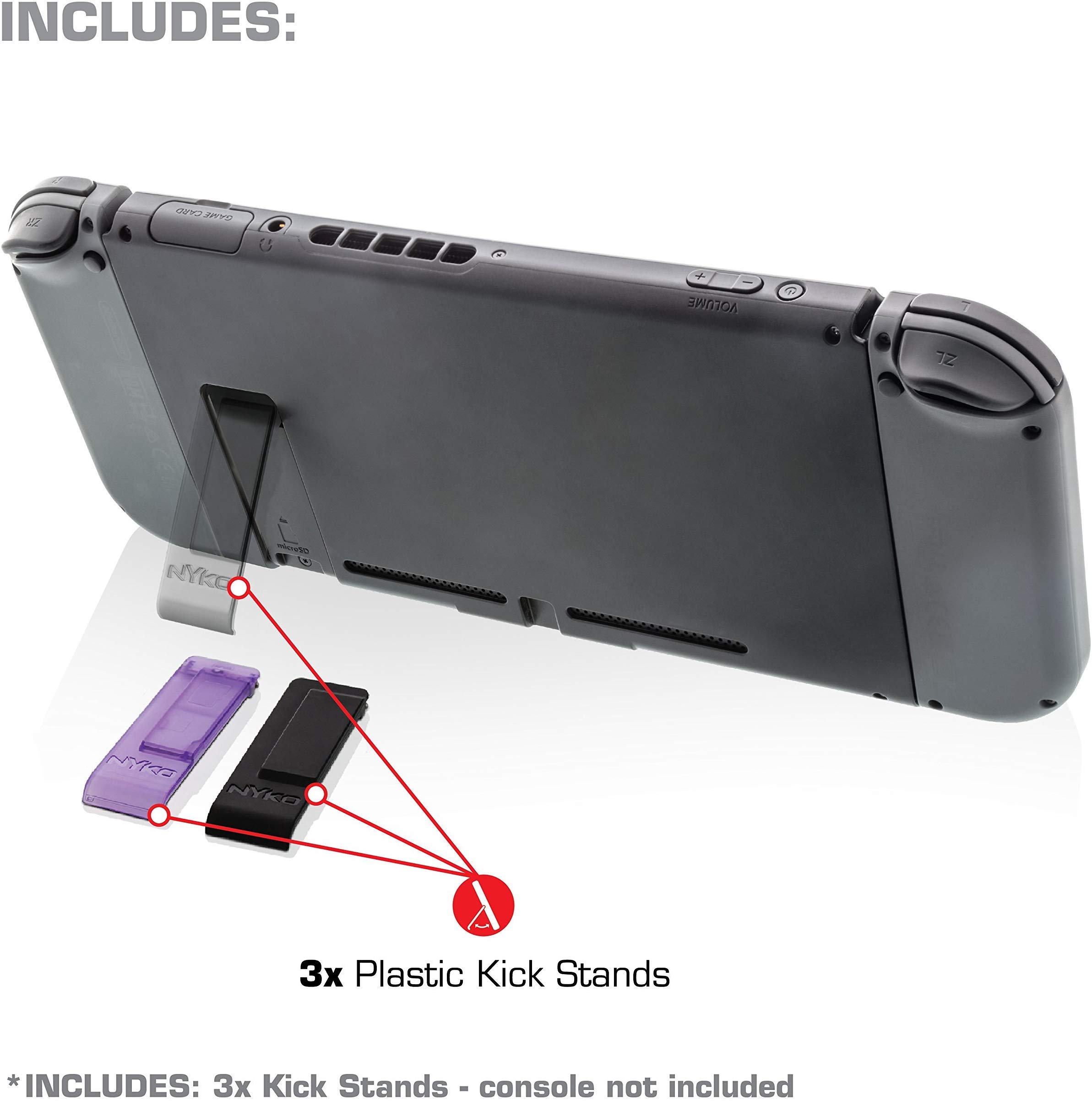 Nyko Kick Stand Multi-Pak - 3 Various Color Replacement Kickstands with Built-In SD Card Storage for Nintendo Switch