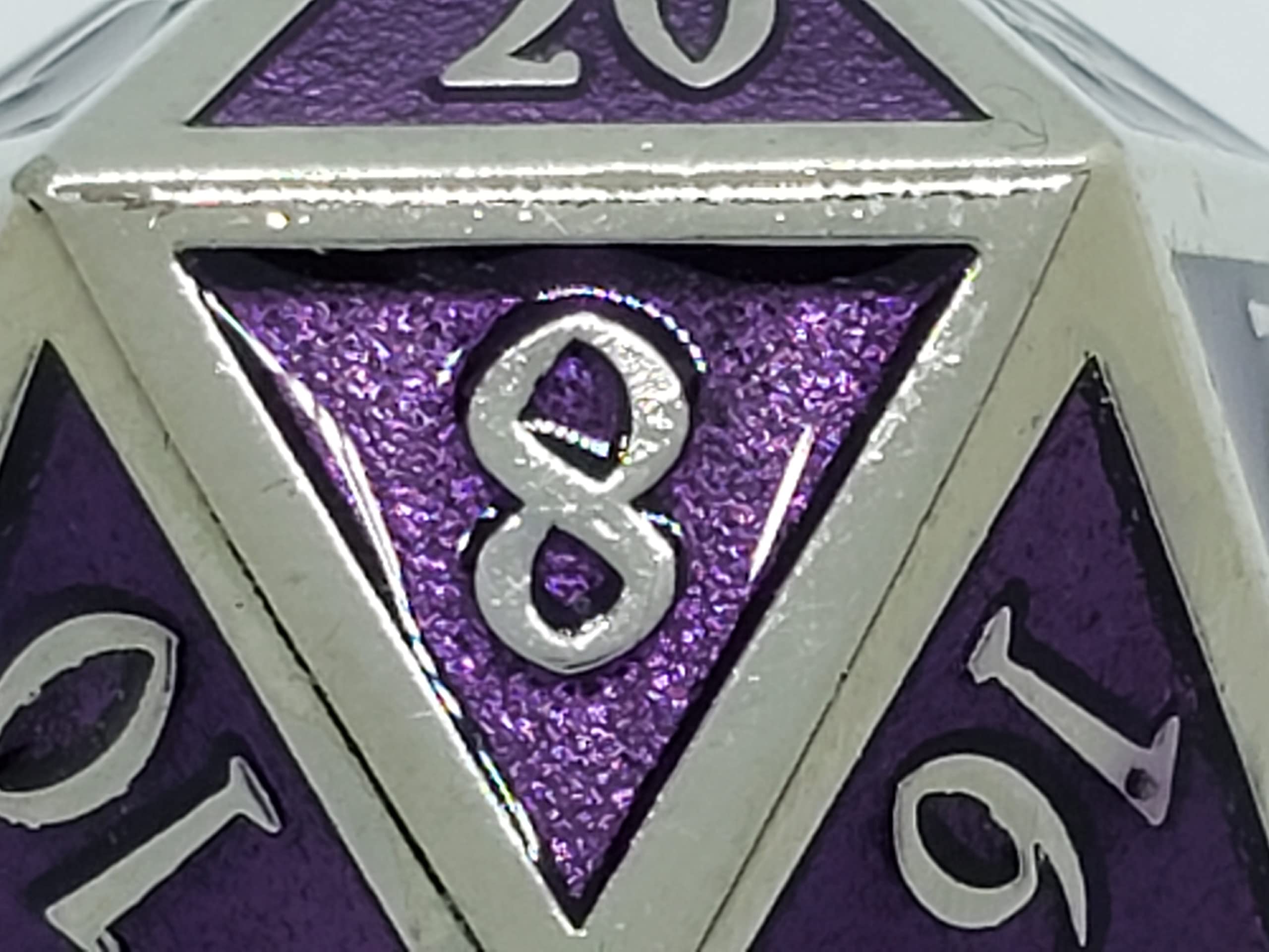 Purple Silver Metal D20 F*** Dice Critical Fail F 20 Sided Die Set DND Blue White Color Number for Role Playing Game Dungeons and Dragons D&D Pathfinder Shadowrun and Math Teaching