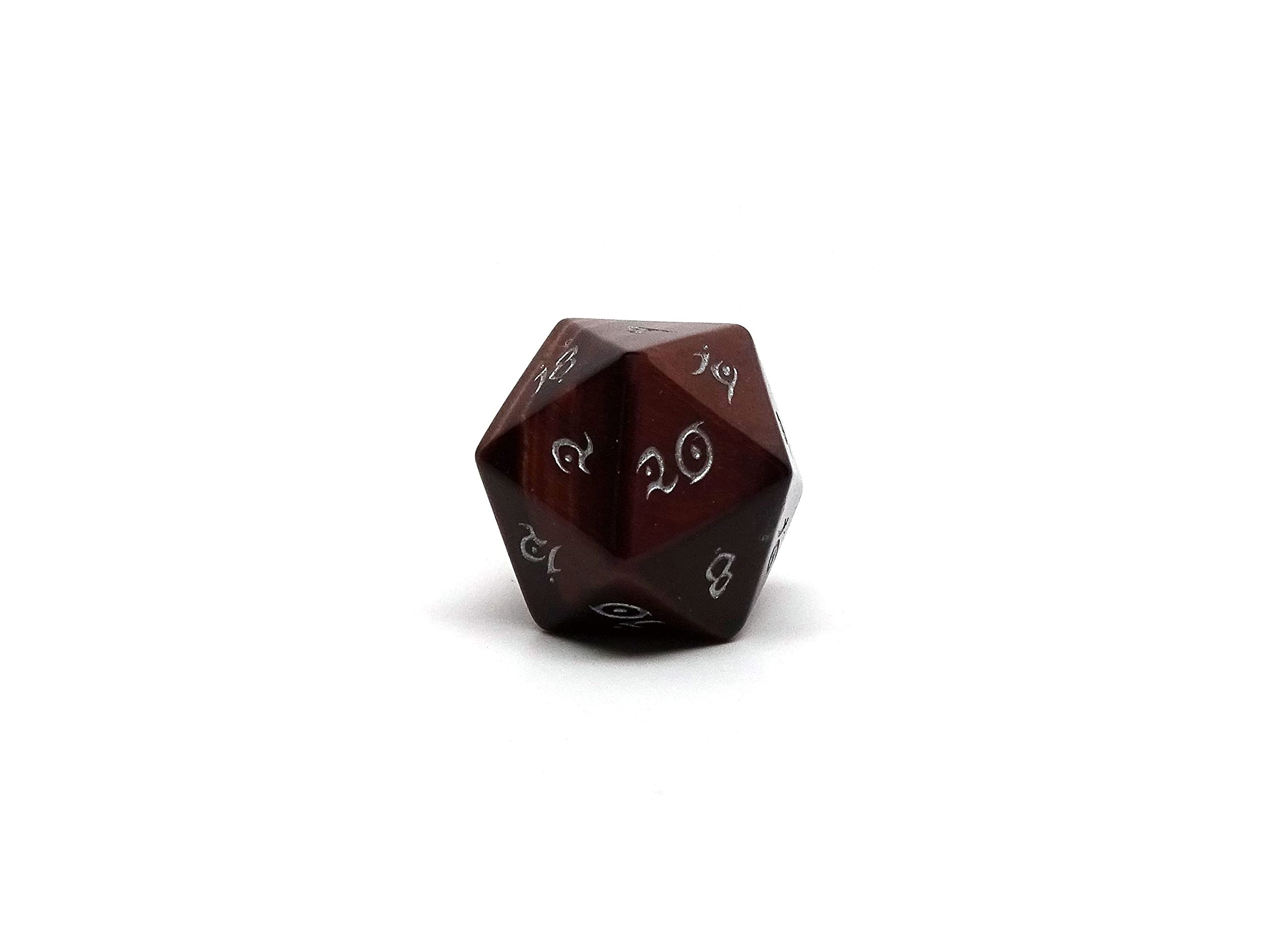 Single D20 Stone Dice Semi Precious Stone Dice with Elvenkind Font (Lapis Lazuli - Gold)