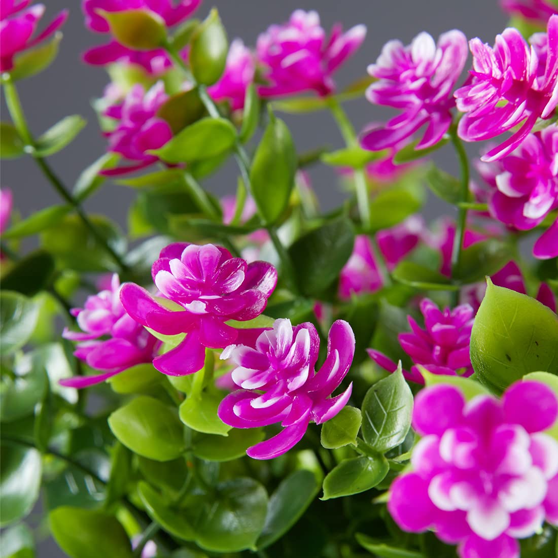 URSTOUD 6PCS Artificial Eucalyptus Flowers, Fake Artificial Greenery UV Resistant No Fade Faux Plastic Plants for Wedding Bridle Bouquet Indoor Outdoor Home Garden Kitchen Office Table Vase(Fuchsia)