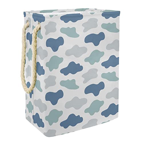 Laundry Hamper Blue Cloud Pattern Collapsible Laundry Baskets Firm Washing Bin Clothes Storage Organization for Bathroom Bedroom Dorm