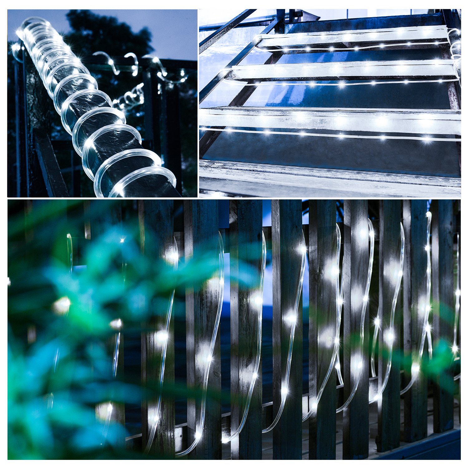 Oak Leaf Outdoor Solar String Lights, 41 Feet Solar Rope Lights 100LED Outdoor Lighting Rope, Waterproof Copper Wire Tube Lights with Solar Panel for Outdoor Indoor Home Garden Patio Parties