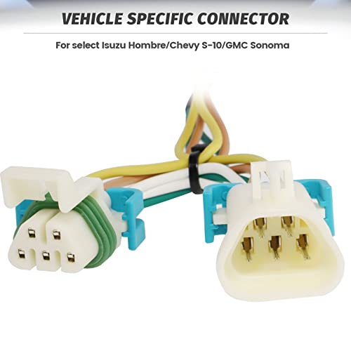 MECMO 4 Way Flat Trailer Wiring Harness for 1998-2004 Chevy S-10/GMC Sonoma & 1998-2000 Isuzu Hombre, Plug-in Simple Custom-Fit T-Connector 4 Pin Trailer Hitch Wiring