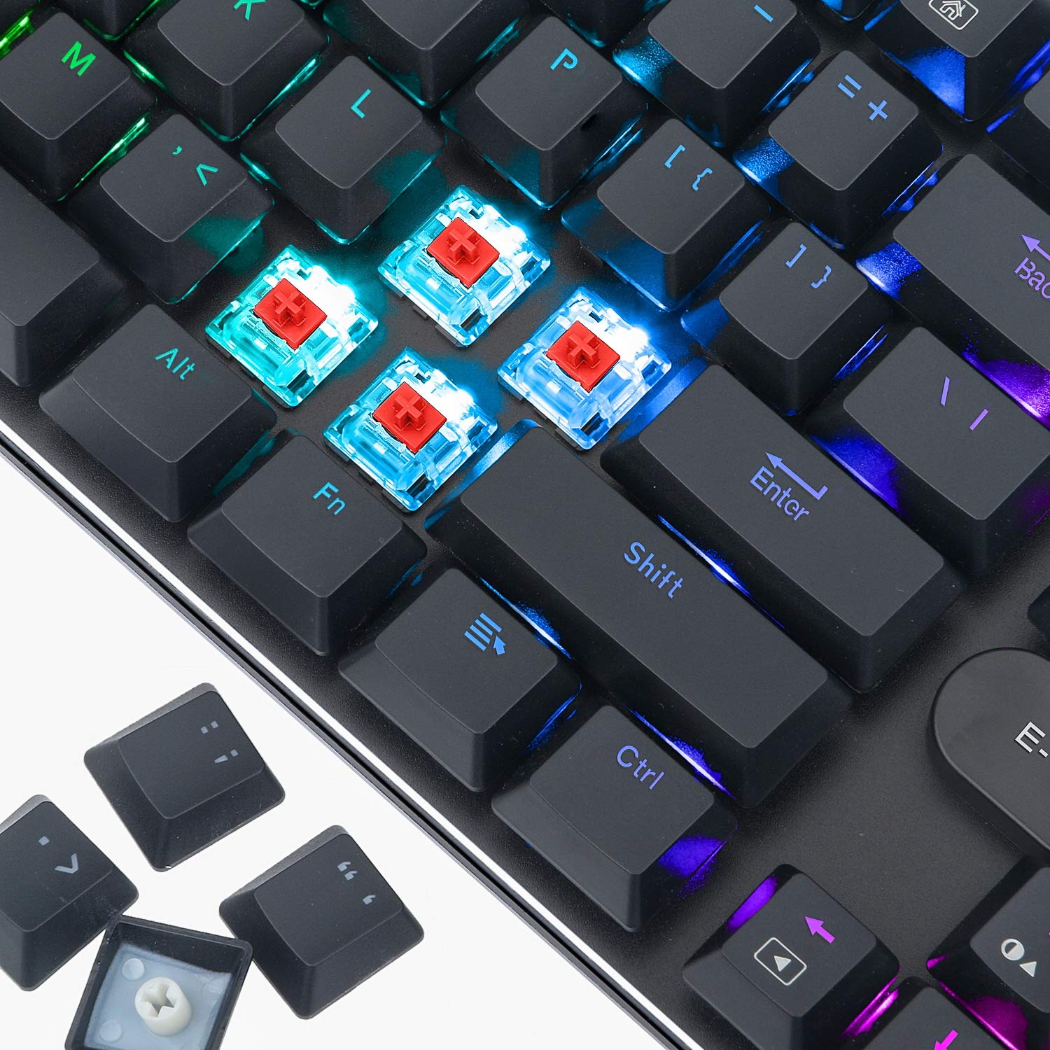 DEANEEK Mechanical Gaming Keyboard Compact 87 Key Tenkeyless RGB Backlit Computer Keyboard with TKL Tenkeyless Hot-Swappable Ultra-Slim USB-C Anti Ghosting for PC, MAC Z-66 (Black-Blue Switch)