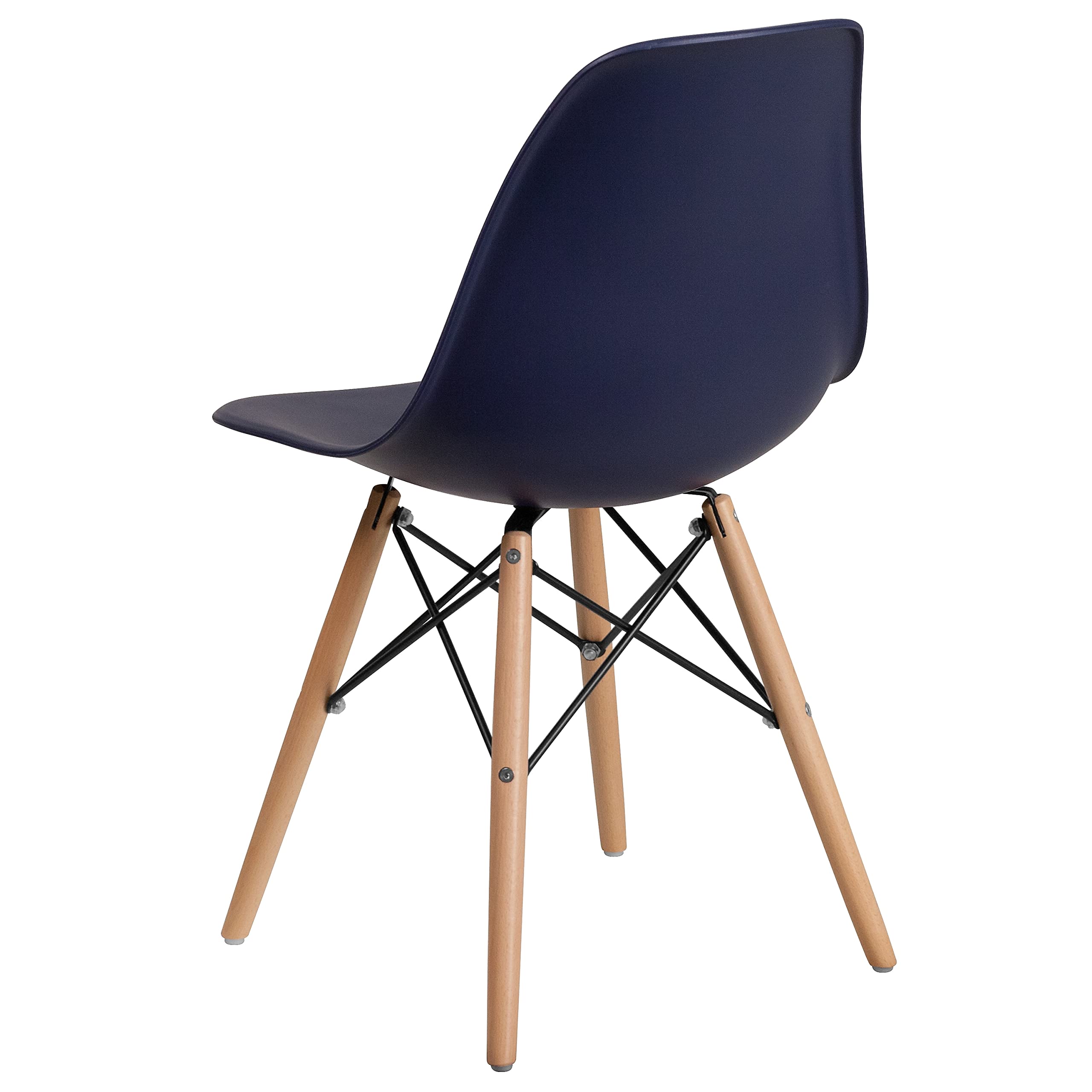 Flash Furniture 2 Pack Elon Series Navy Plastic Chair with Wooden Legs for Versatile Kitchen, Dining Room, Living Room, Library or Desk Use