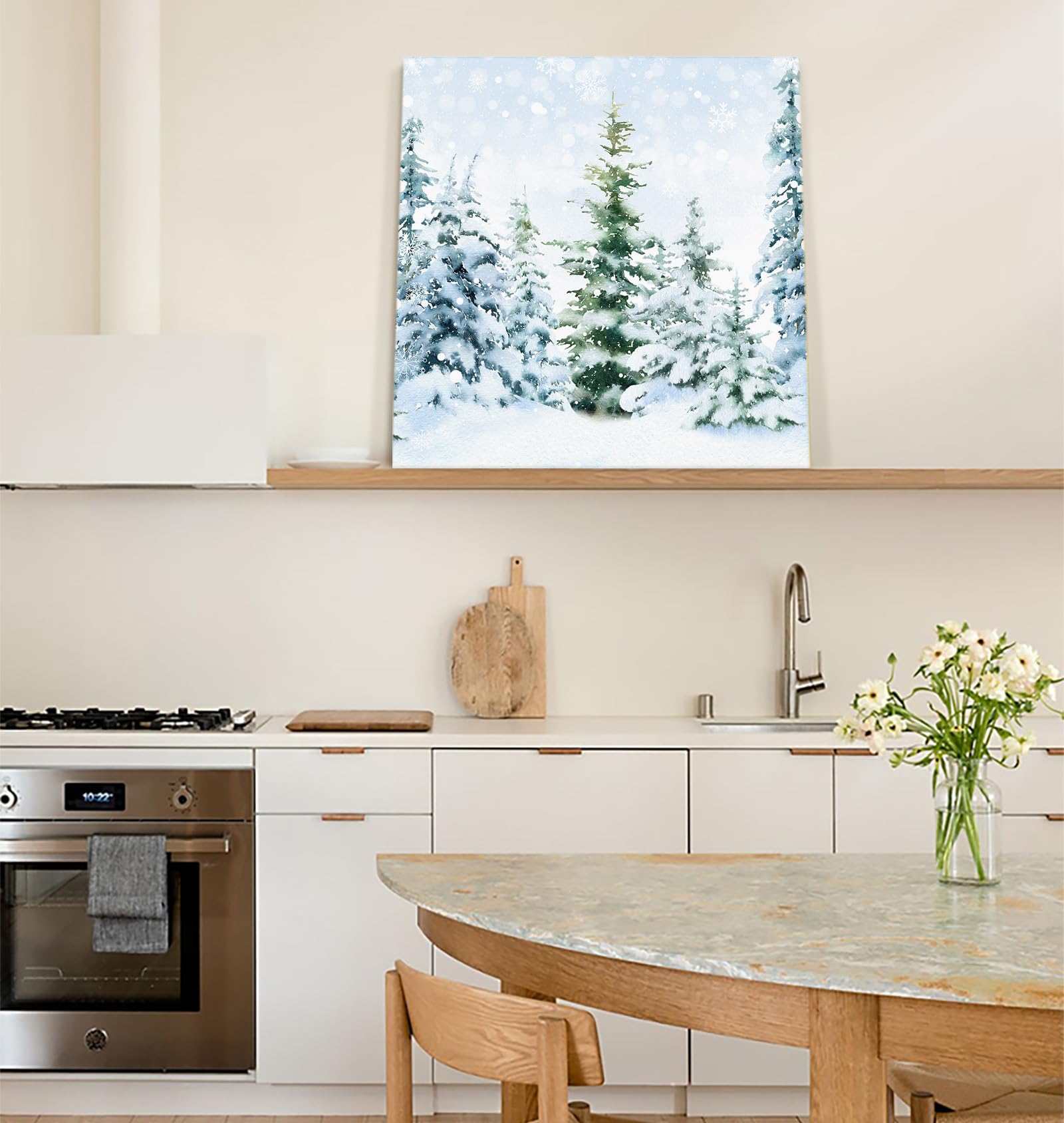 Christmas Canvas Wall Art Prints Painting Winer Snowy Tree Modern Frame Wall Decorative Artwork Ready to Hang for Living Room
