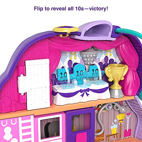 Polly Pocket Compact Playset, Jumpin' Style Pony with 2 Micro Dolls & Accessories, Travel Toys with Surprise Reveals