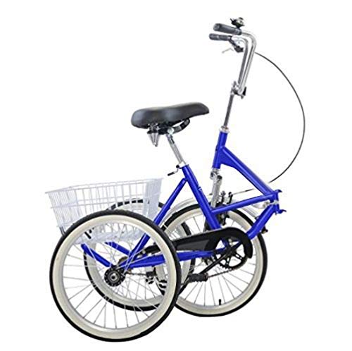 Bruce & Shark Adult Folding Tricycle Bike 3 Wheeler Bicycle Portable Tricycle 20" Wheels Blue