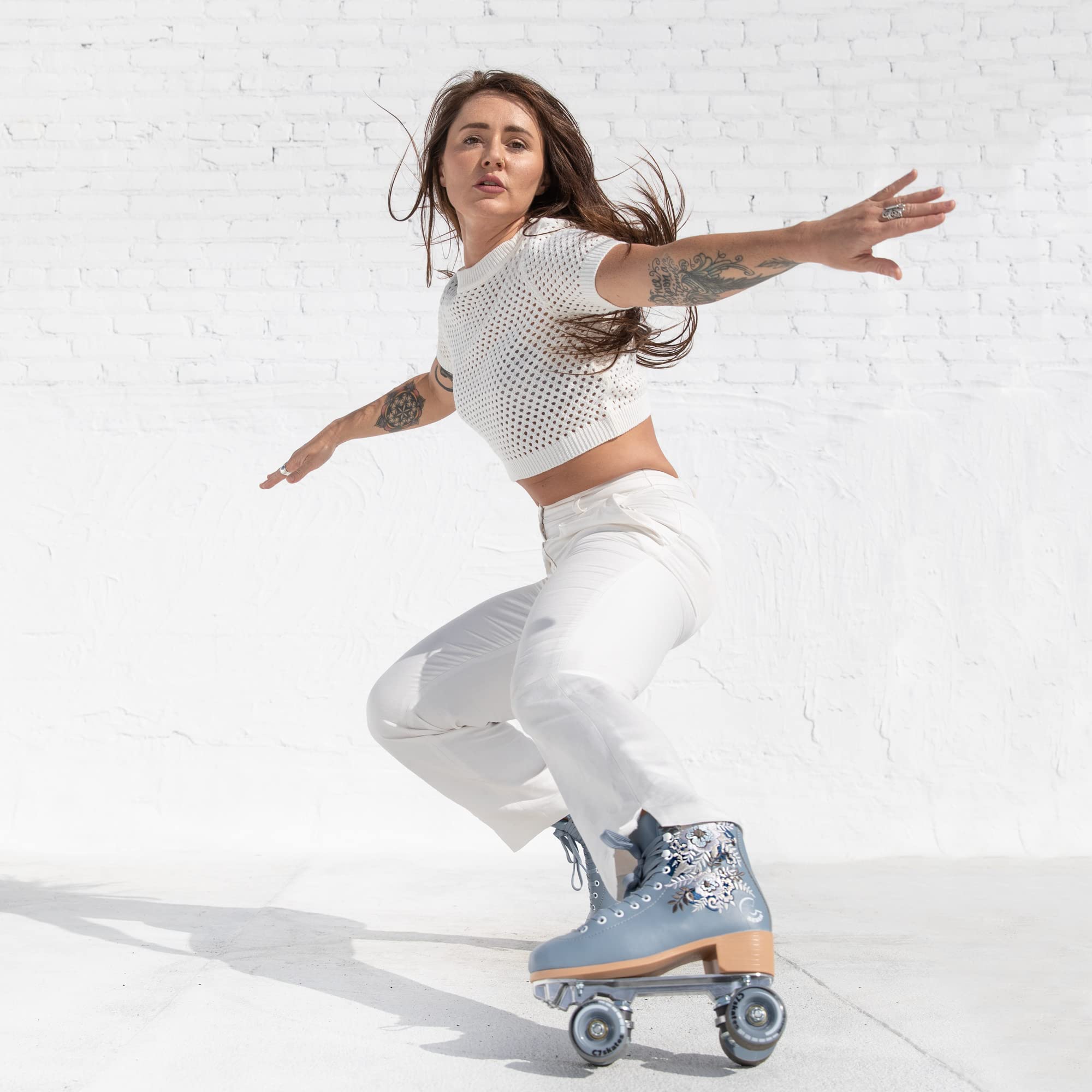 C SEVEN C7skates Cute Roller Skates for Girls and Adults (Edelweiss, Women's 9 / Men's 8)